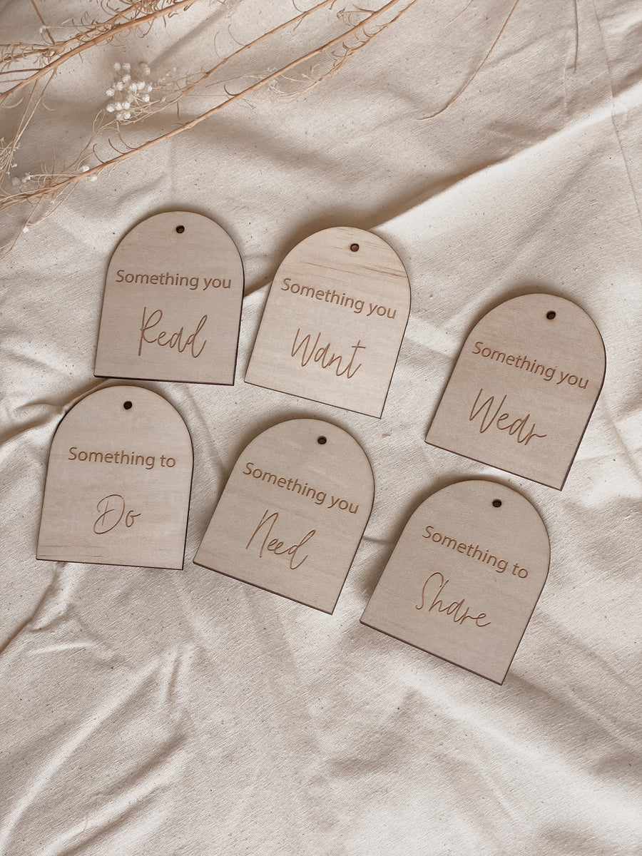 Gift Tags - REUSABLE Want, Need, Wear, Read,Share & Do - Set of 6 ...