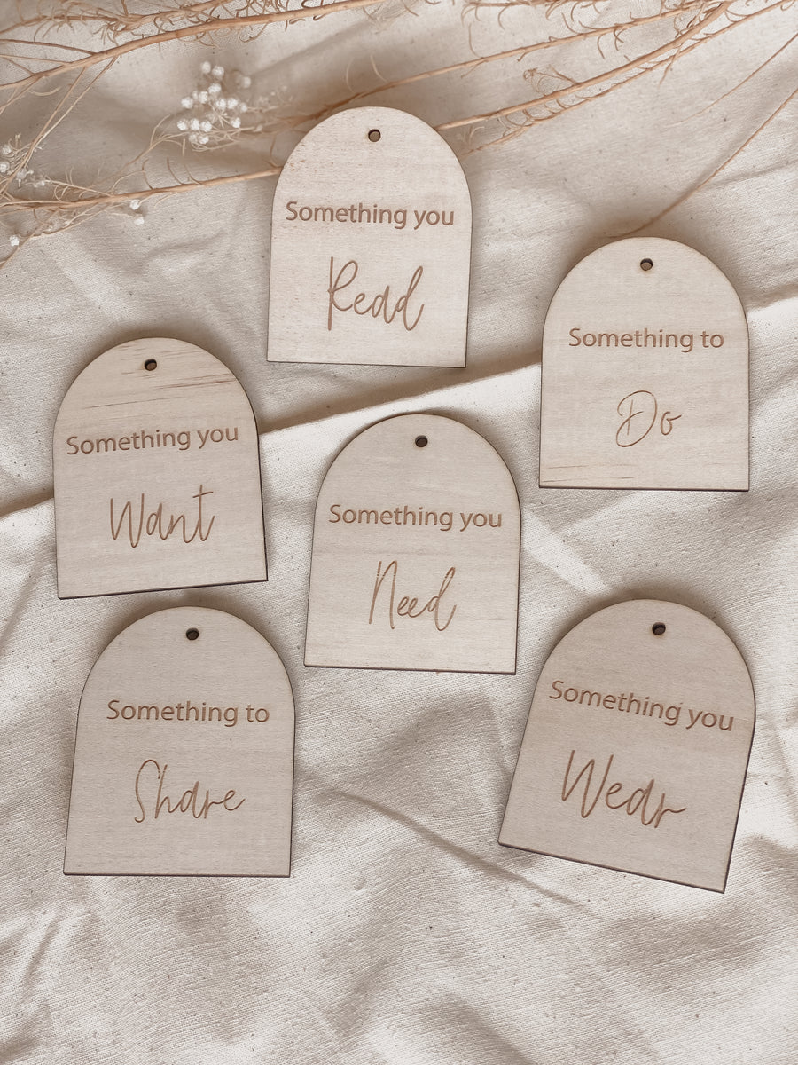 Gift Tags - REUSABLE Want, Need, Wear, Read,Share & Do - Set of 6 ...