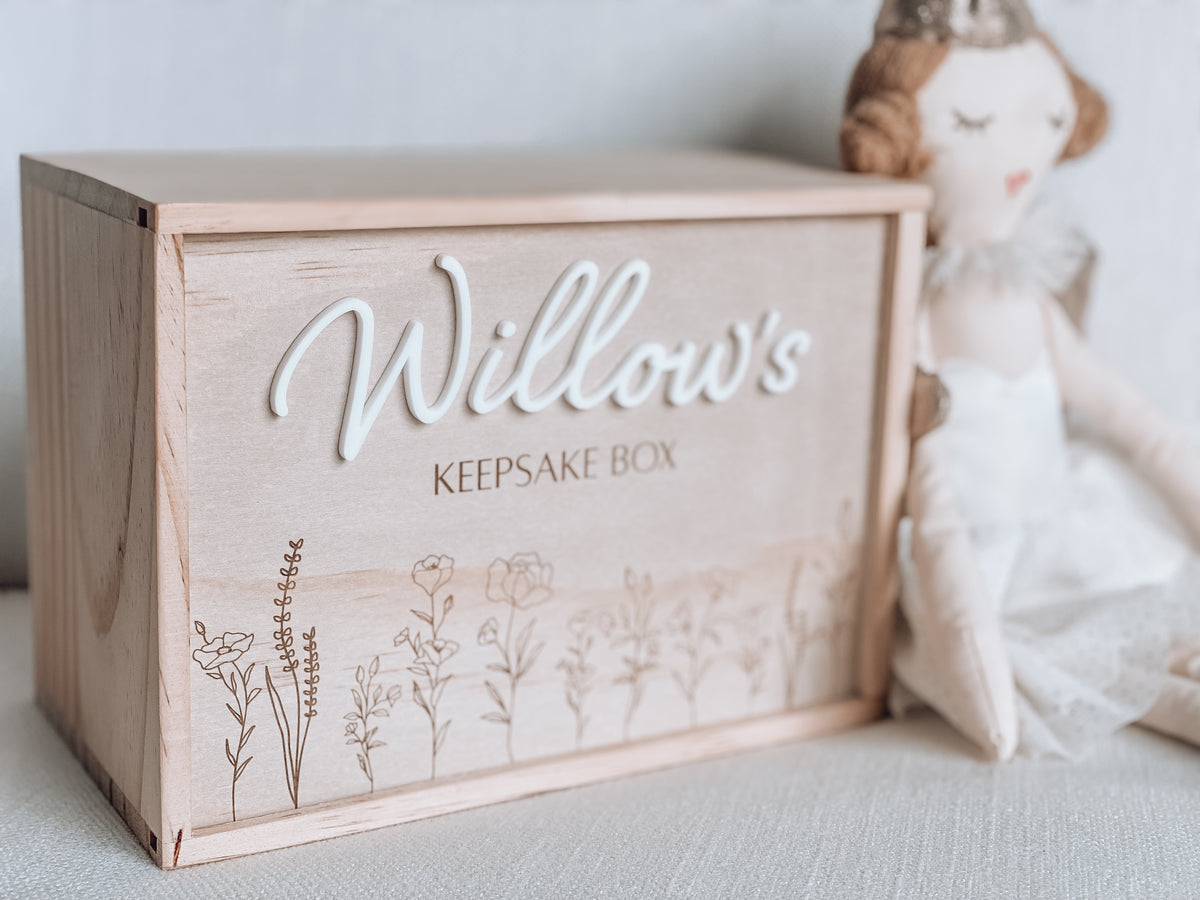 Keepsake/Time Capsule Box - PERSONALISED - 3D Name - Flowers – Laser ...
